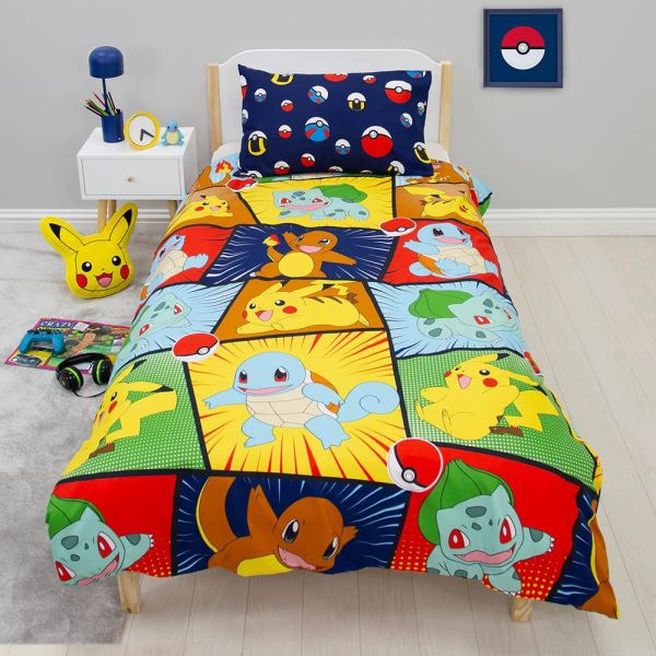 Pokemon Retro Single Duvet Cover and Pillowcase Set World of Wallpaper USA