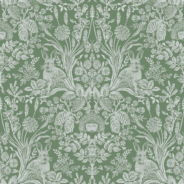 Harlen Woodland Damask Wallpaper Green World of Wallpaper 50342 World ...