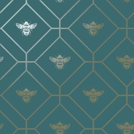 Honeycomb Bee Wallpaper Teal World of Wallpaper 50400
