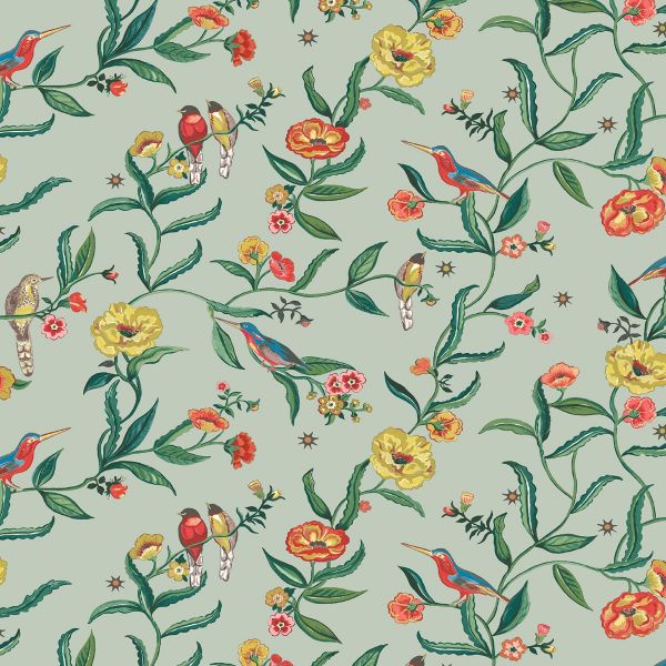 World of Wallpaper Australia Cath Kidston Summer Birds Wallpaper Sage ...