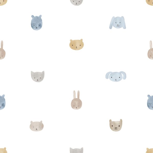 Little Explorers 2 Wallpaper Happy Heads Blue Galerie 14813