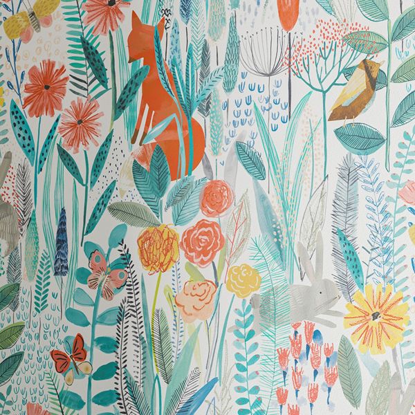 Harlequin Hide And Seek Meadow Wallpaper Poppy Marine Ochre HLTF112633