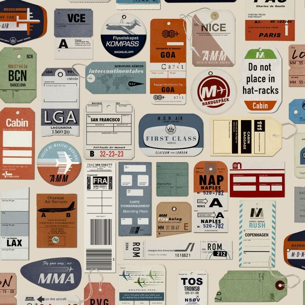 Travelogue Collection Jet Set Wallpaper Stone Grey Mini Moderns ...