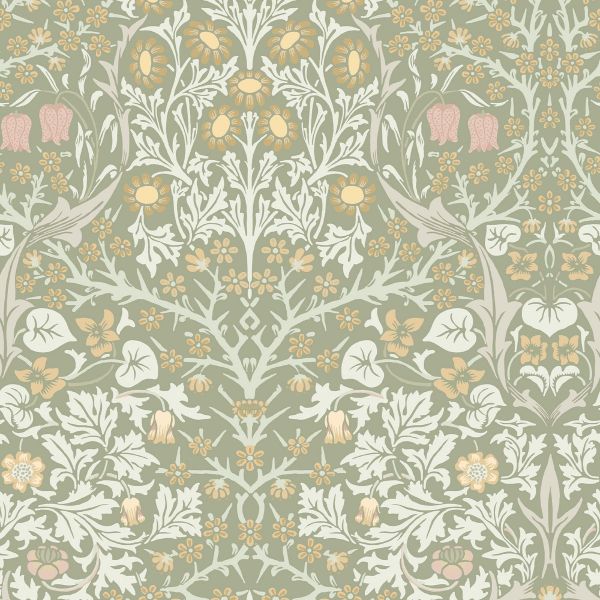 William Morris At Home Blackthorn Wallpaper Sage Green 124253 World of ...